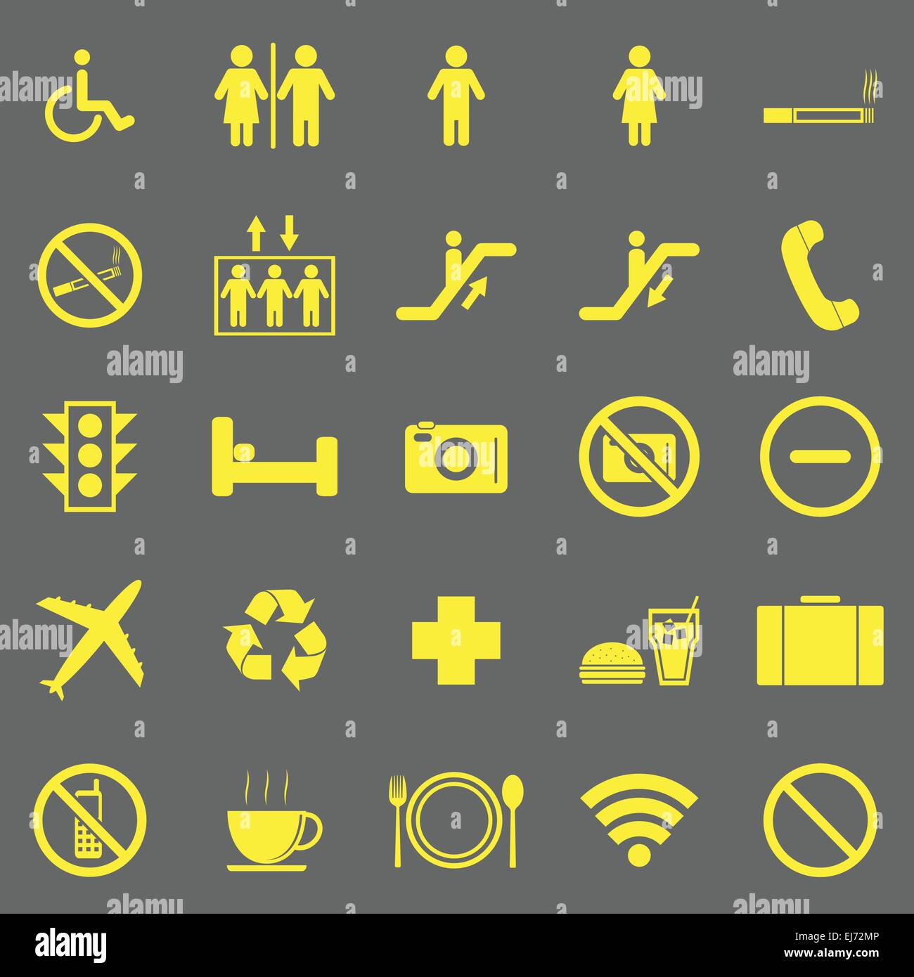 Public yellow icons on gray background, stock vector Stock Vector Image ...