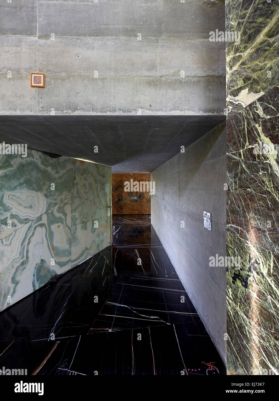 Front door. House with walls, Ahmedabad, India. Architect: Matharoo ...