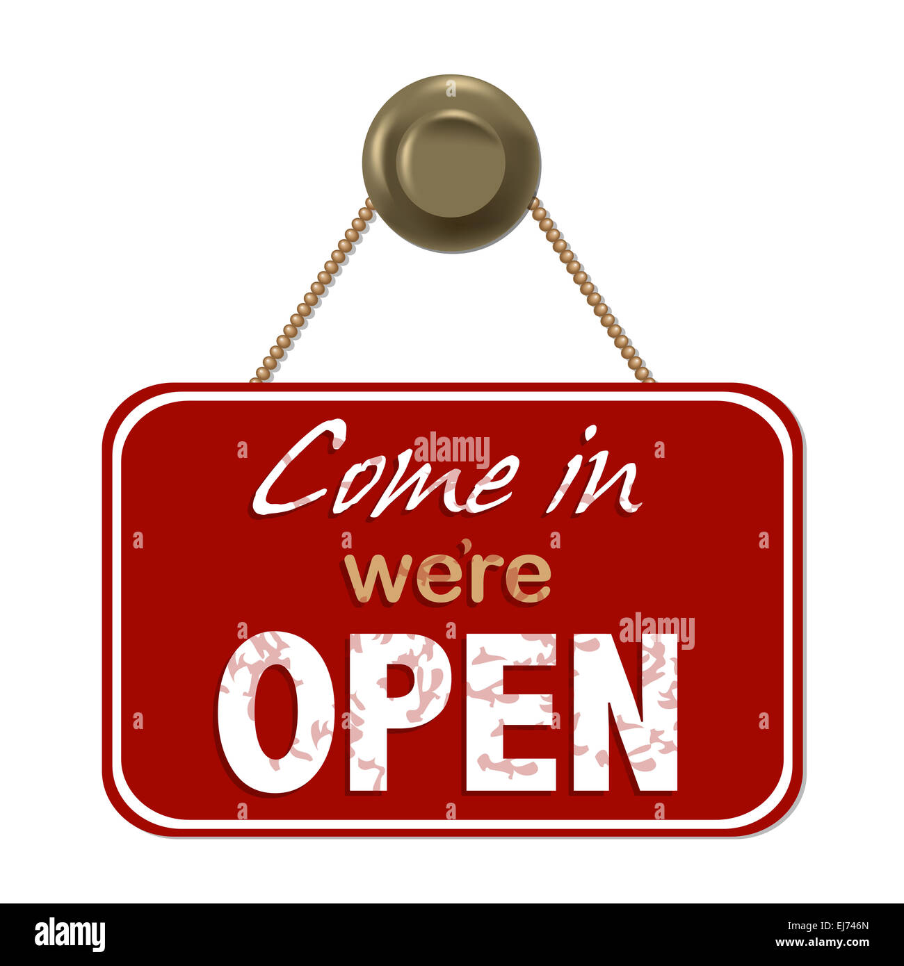 Vintage Red Open Sign With Door Handle Stock Photo - Alamy