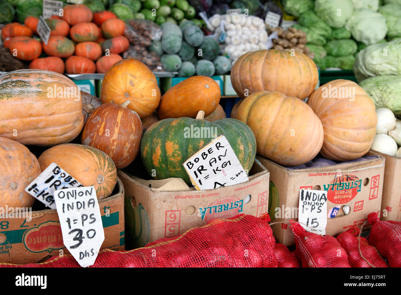 Pumpkins from Iran in Abu Dhabi Vegetable Market Stock Photo - Alamy