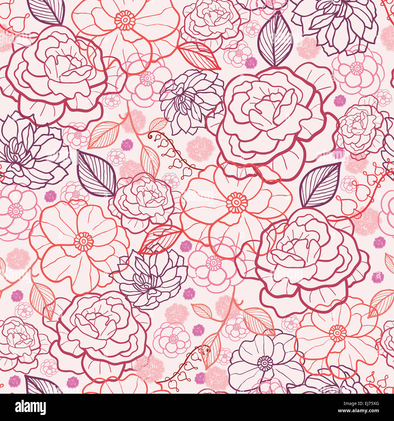 Line art flowers seamless pattern background Stock Photo - Alamy
