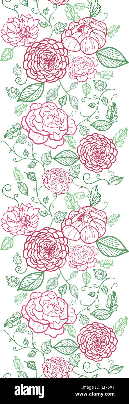 Floral line art vertical seamless pattern background border Stock Photo - Alamy