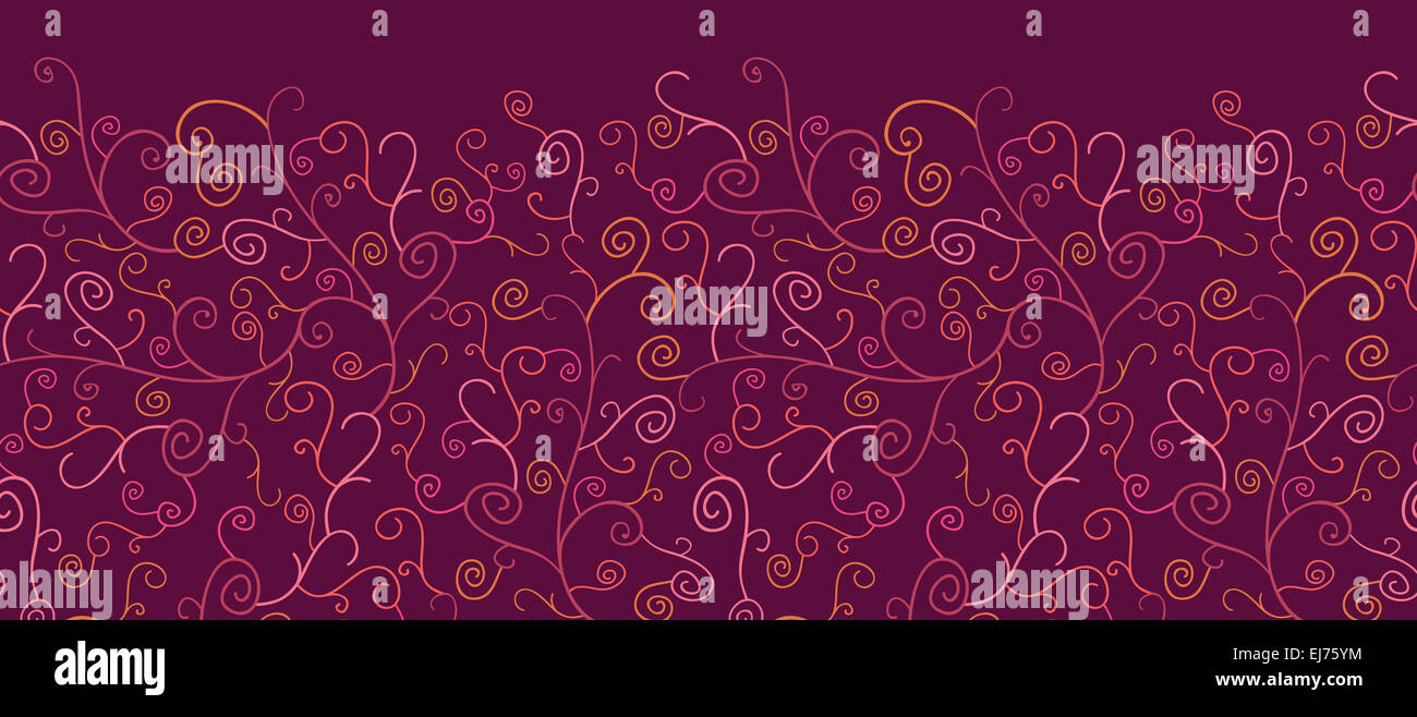 Abstract Swirl Plants Horizontal Seamless Pattern Background Stock ...