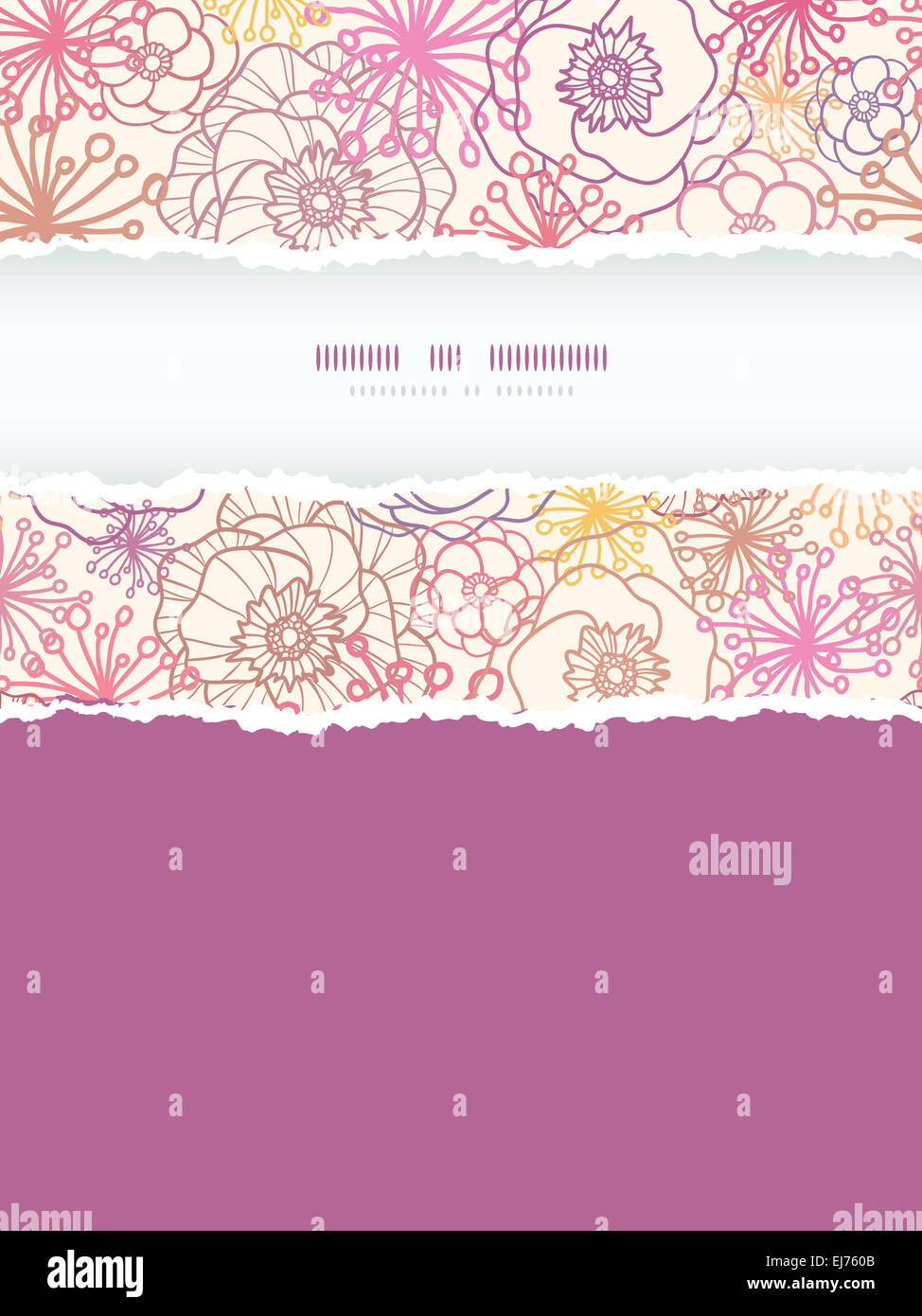 Subtle field flowers vertical torn frame seamless pattern background Stock Photo - Alamy