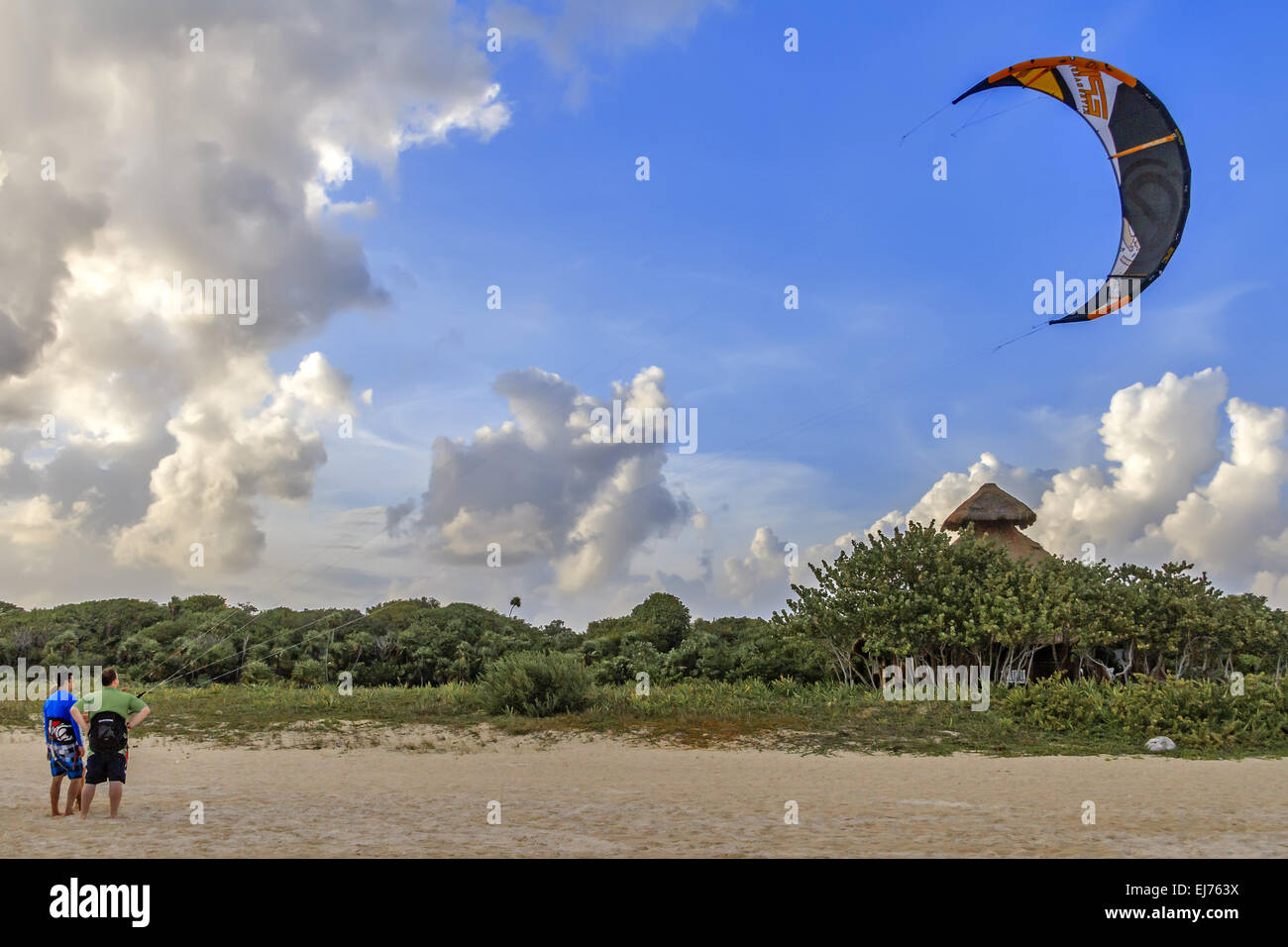 Flying A Kite On The Beach Mexico Stock Photo - Alamy