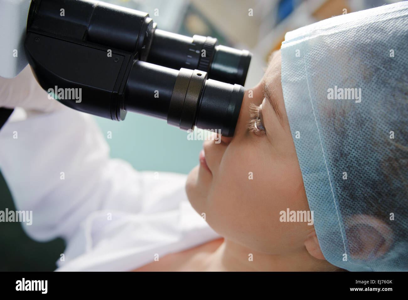 Scientific research. Doctor with Microscope Stock Photo - Alamy