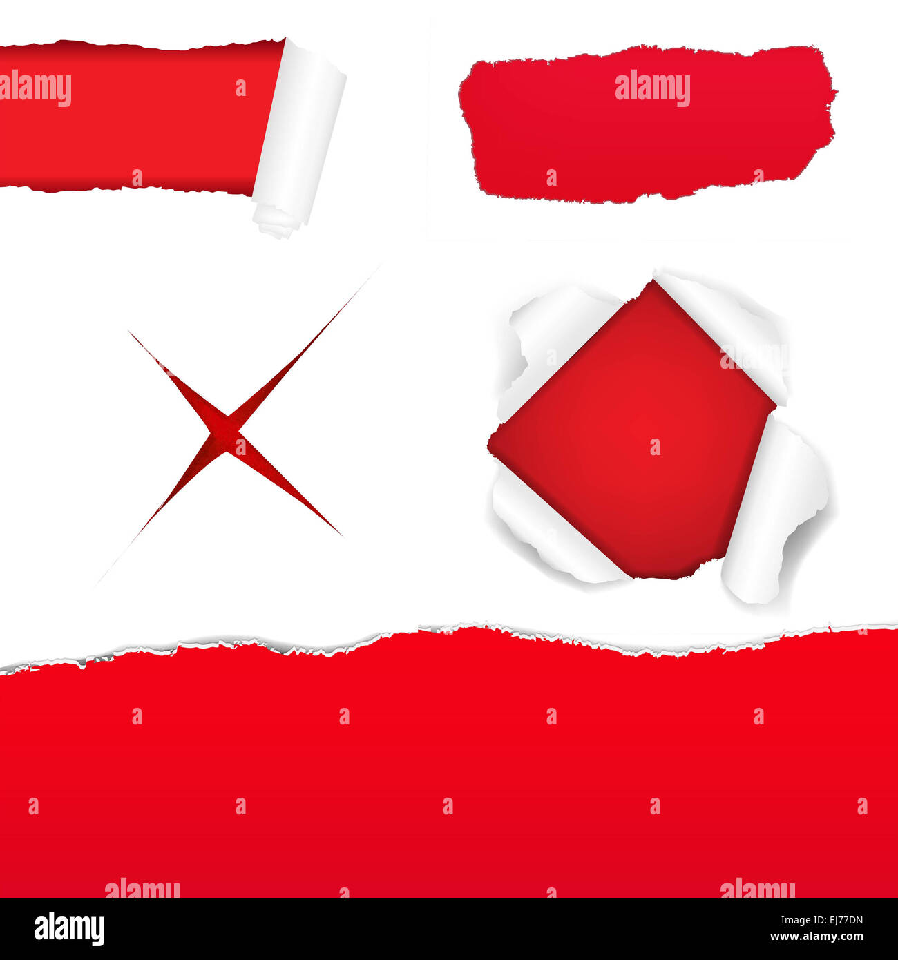 Big Red Torn Paper Set Stock Photo - Alamy