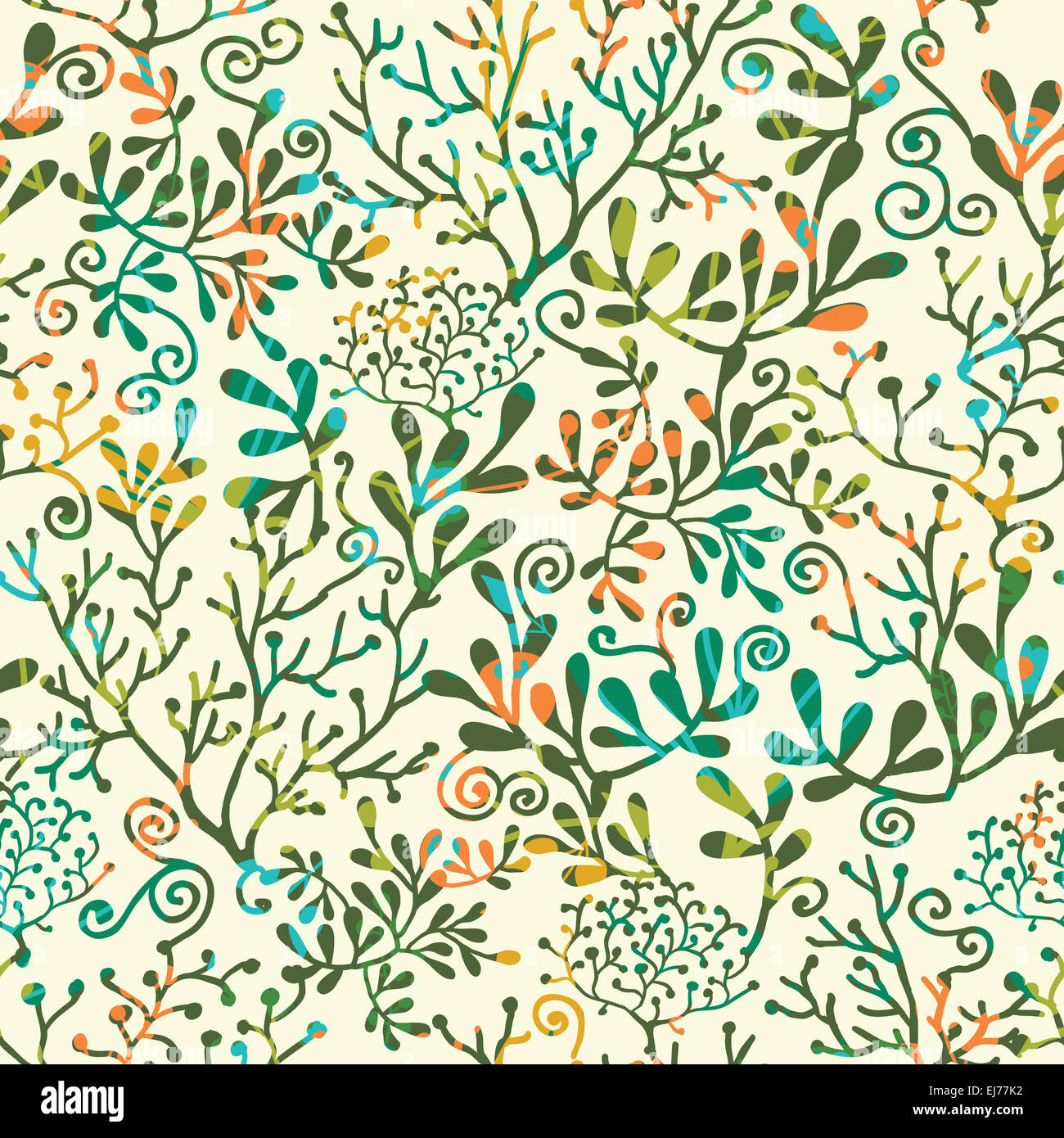 Textured Plants Seamless Pattern Background Stock Photo - Alamy