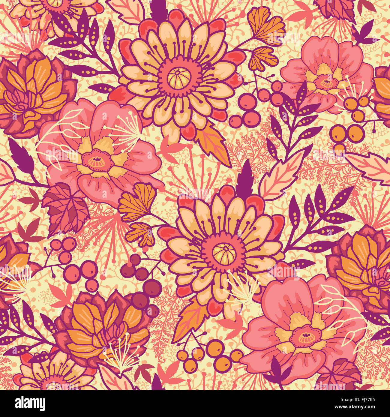 Fall flowers seamless pattern background Stock Photo - Alamy
