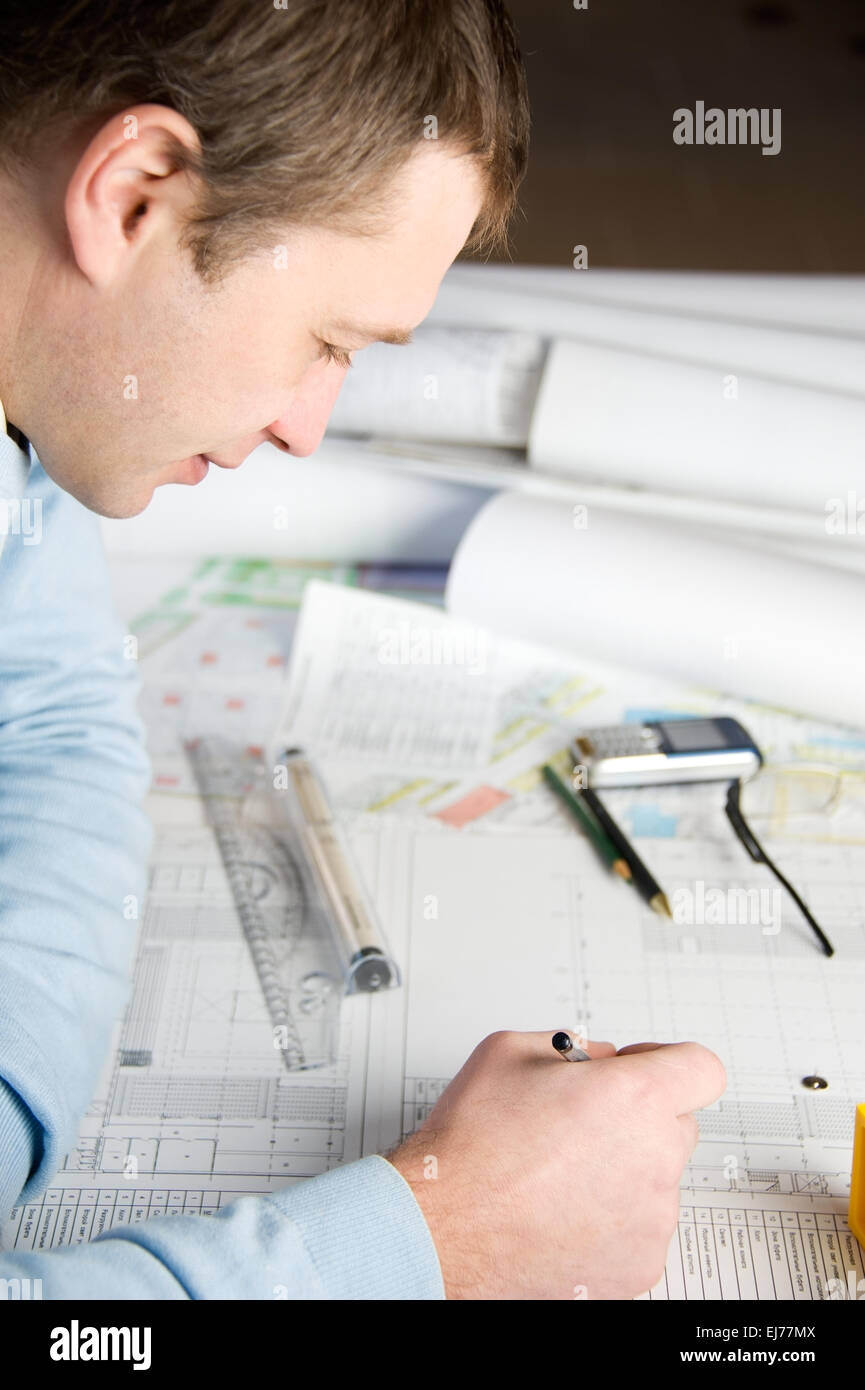 Architect in work Stock Photo - Alamy