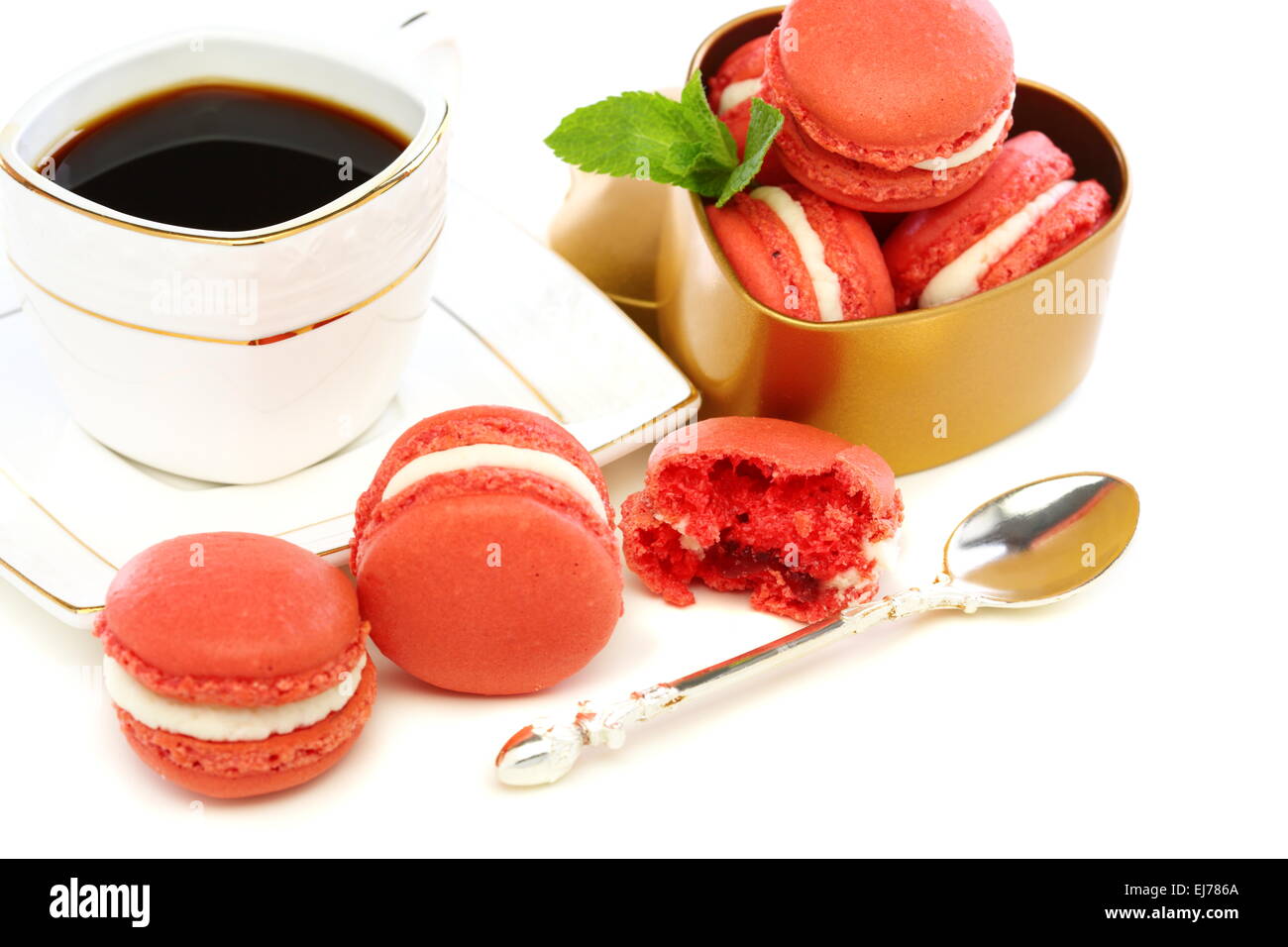 Coffee and French macaroons Stock Photo - Alamy