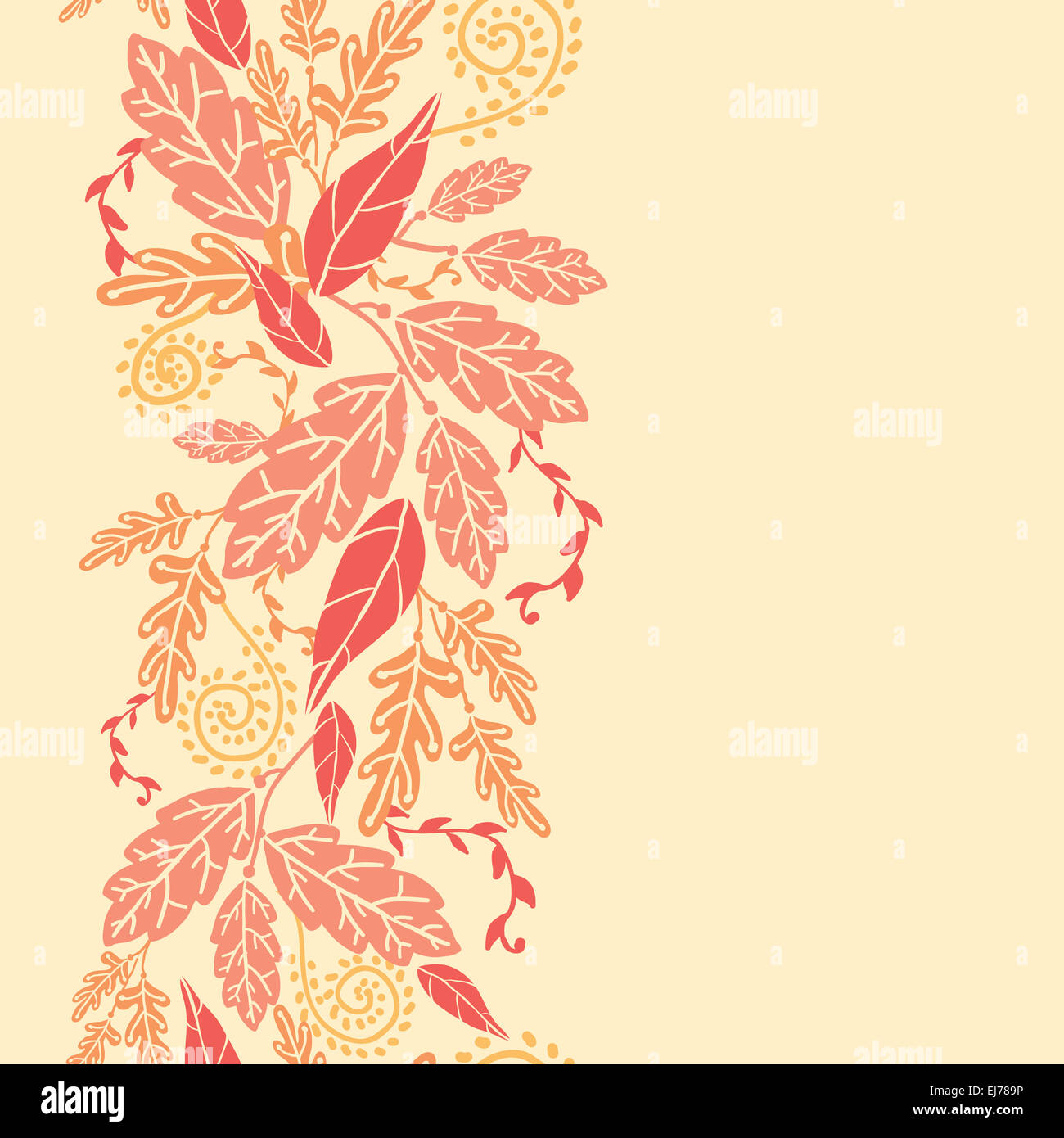 Autumn Leaves Vertical Seamless Pattern background border Stock Photo ...
