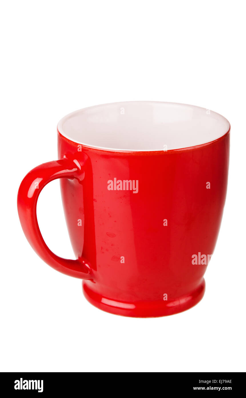 Red ceramic mug, isolated on white Stock Photo - Alamy