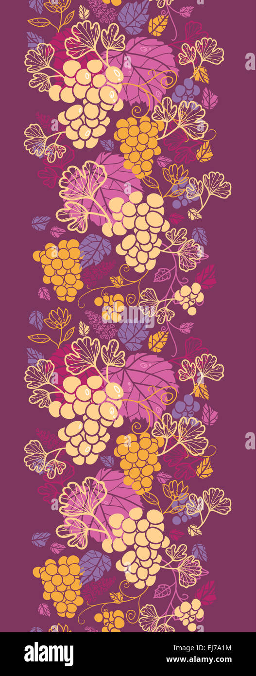 Sweet grape vines vertical seamless pattern background border Stock Photo - Alamy