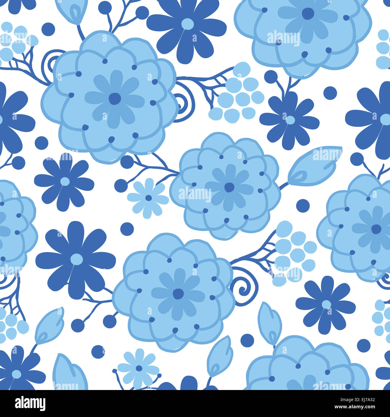 Delft blue Holland flowers seamless pattern background Stock Photo - Alamy