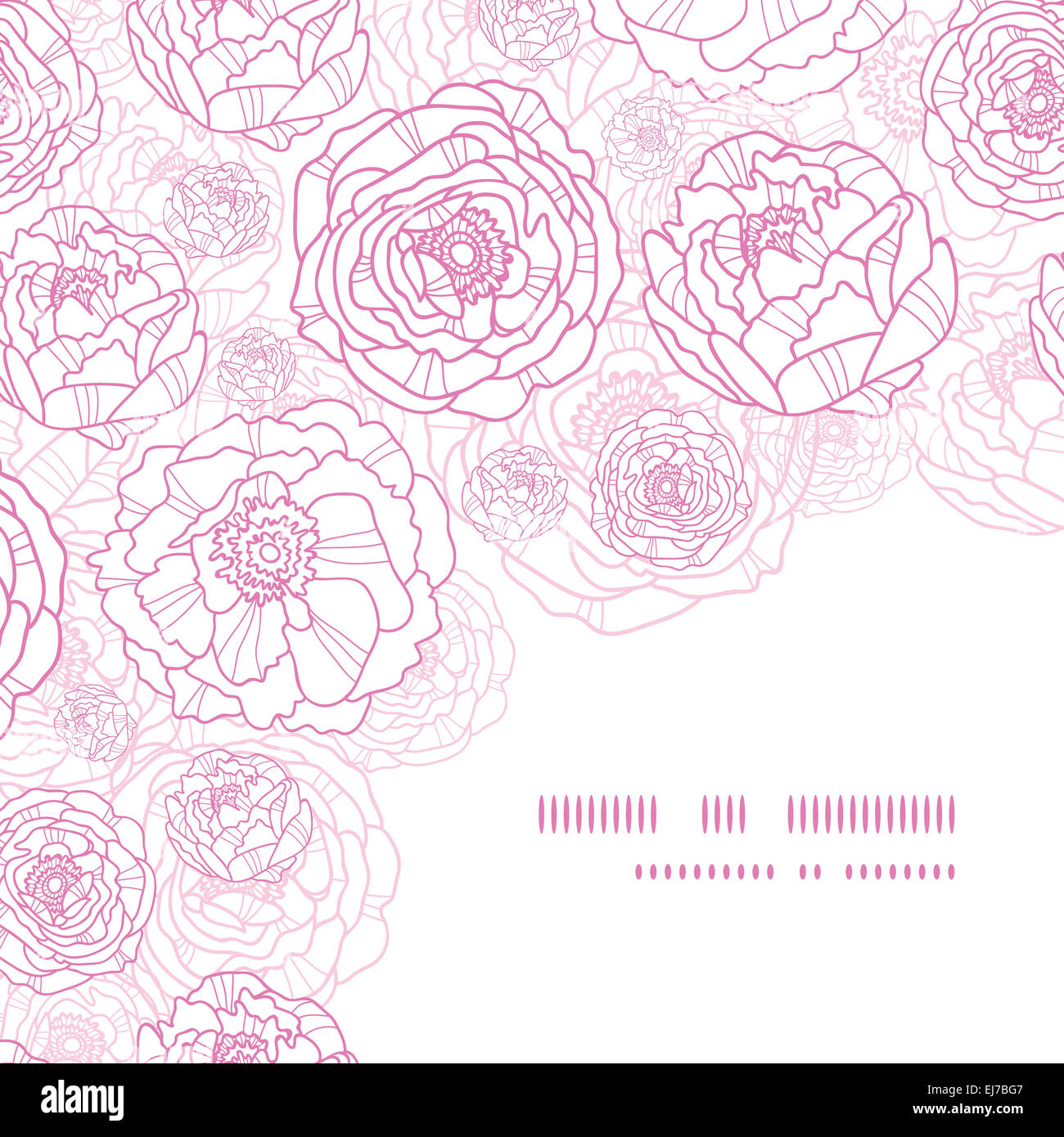 Pink line art flowers corner seamless pattern background Stock Photo ...