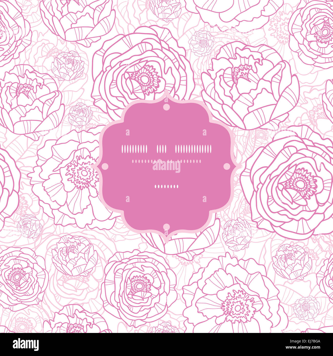 Pink line art flowers frame seamless pattern background Stock Photo - Alamy