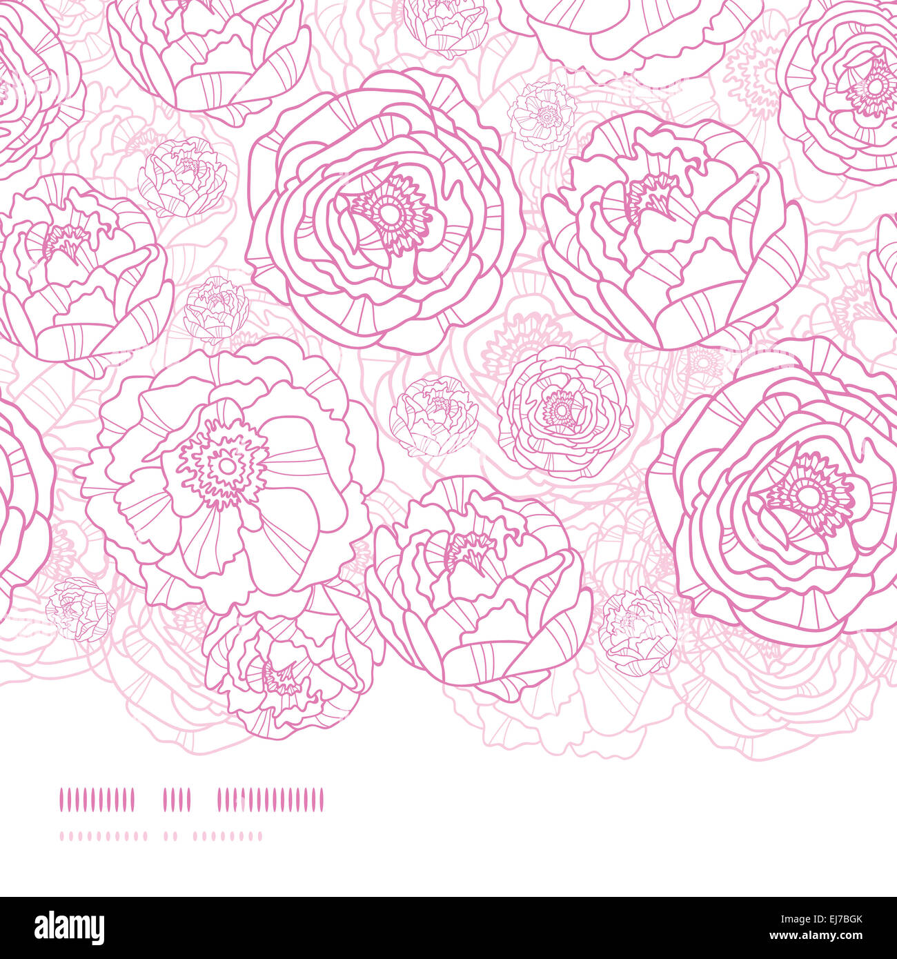 Pink line art flowers horizontal seamless pattern background Stock ...