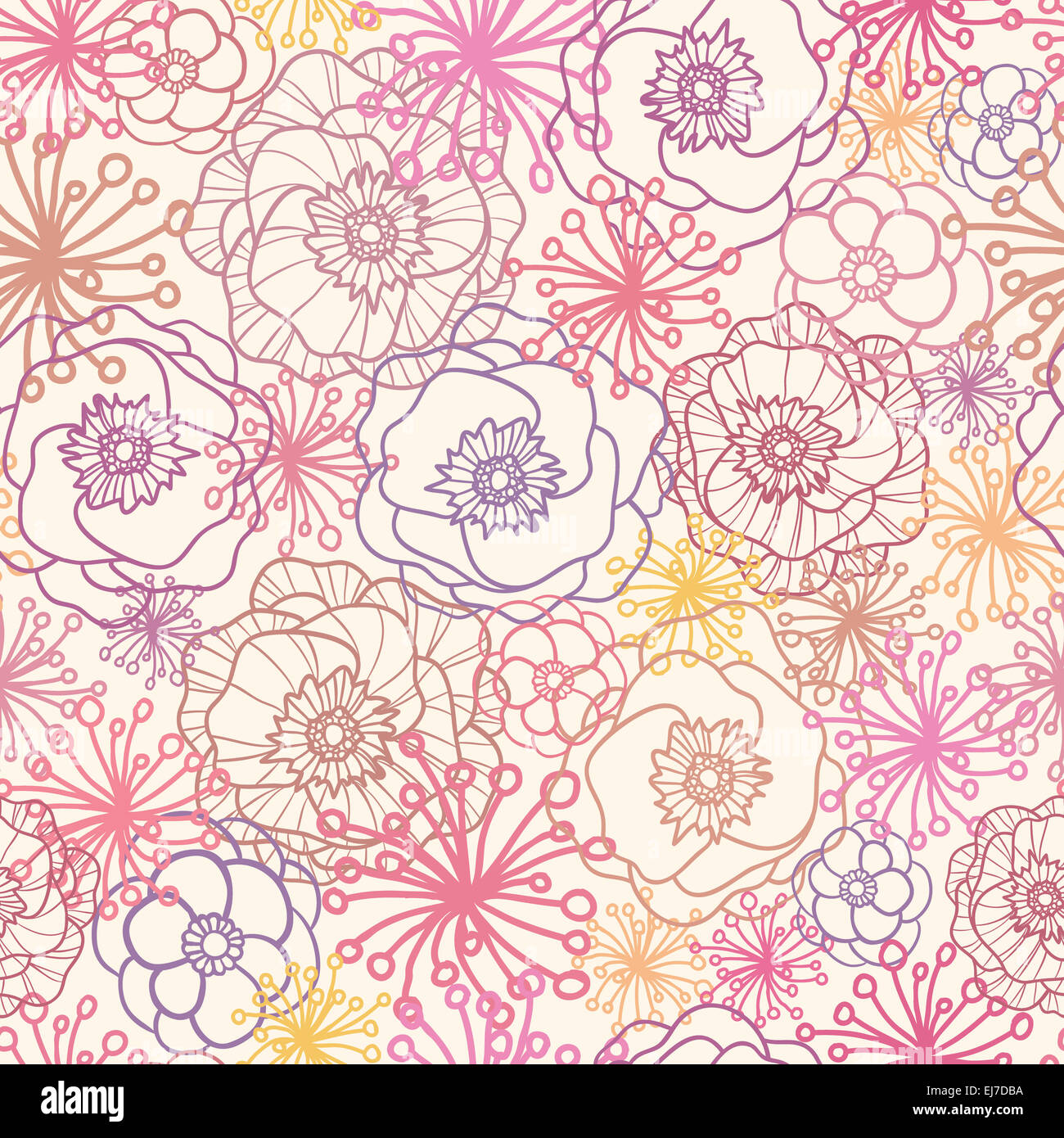 Subtle field flowers seamless pattern background Stock Photo - Alamy