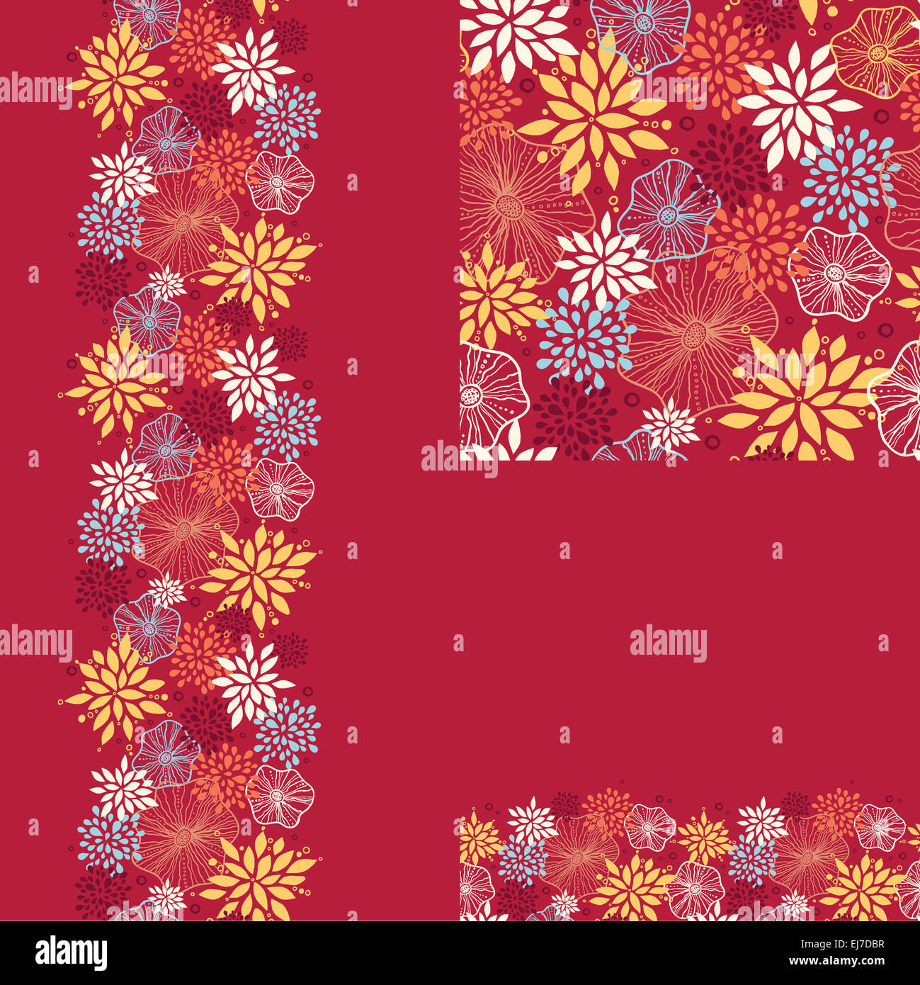 Set of vibrant plants seamless pattern and borders backgrounds Stock ...