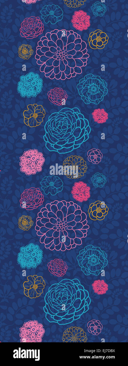 Glowing night flowers vertical seamless pattern border Stock Photo - Alamy