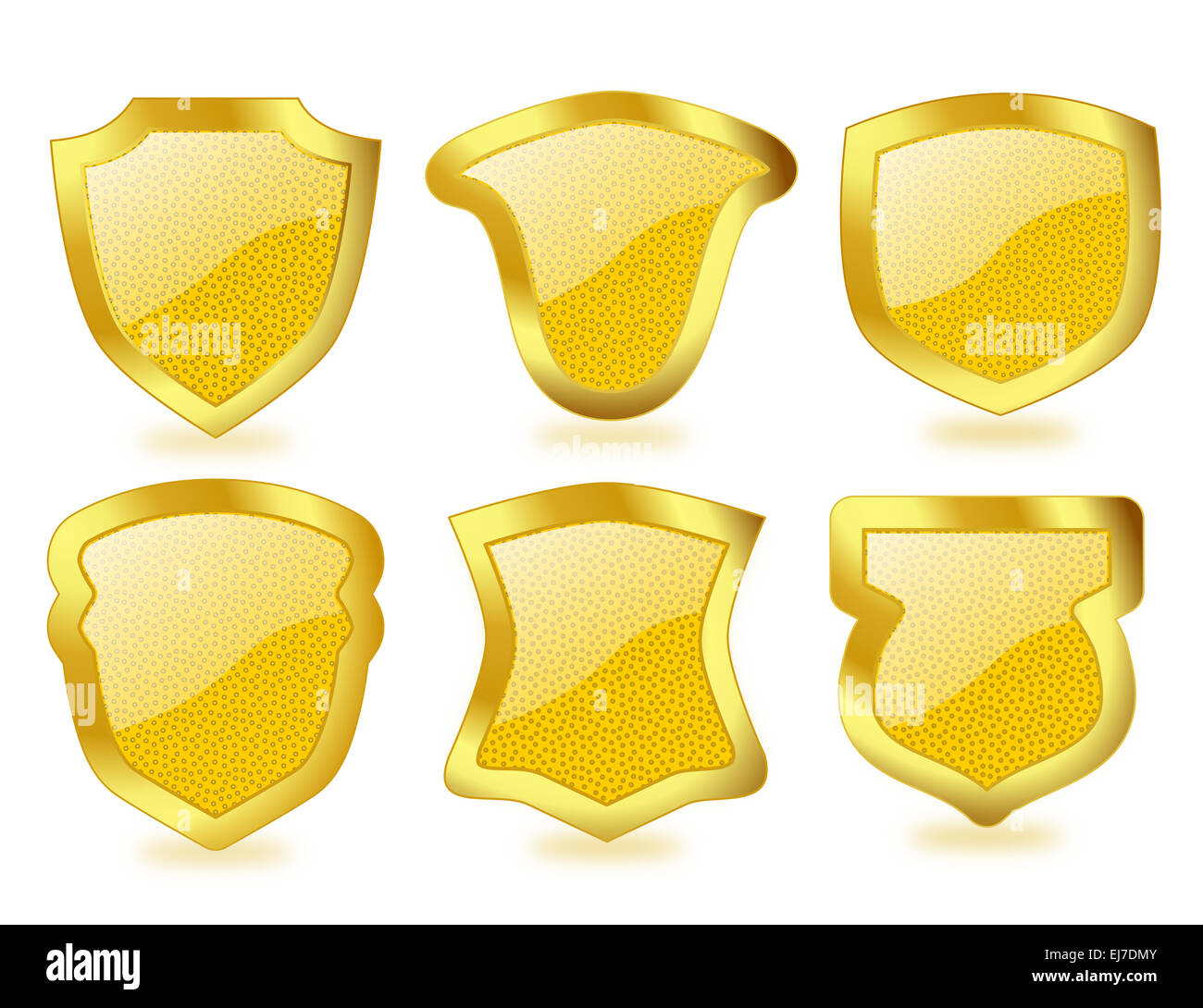 Shiny Golden Shields with Dotted Pattern Stock Photo - Alamy