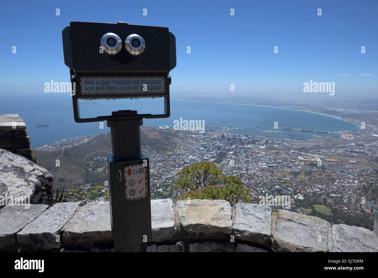 telescope at the top of Table Mountain, Cape Town, South Africa Stock ...