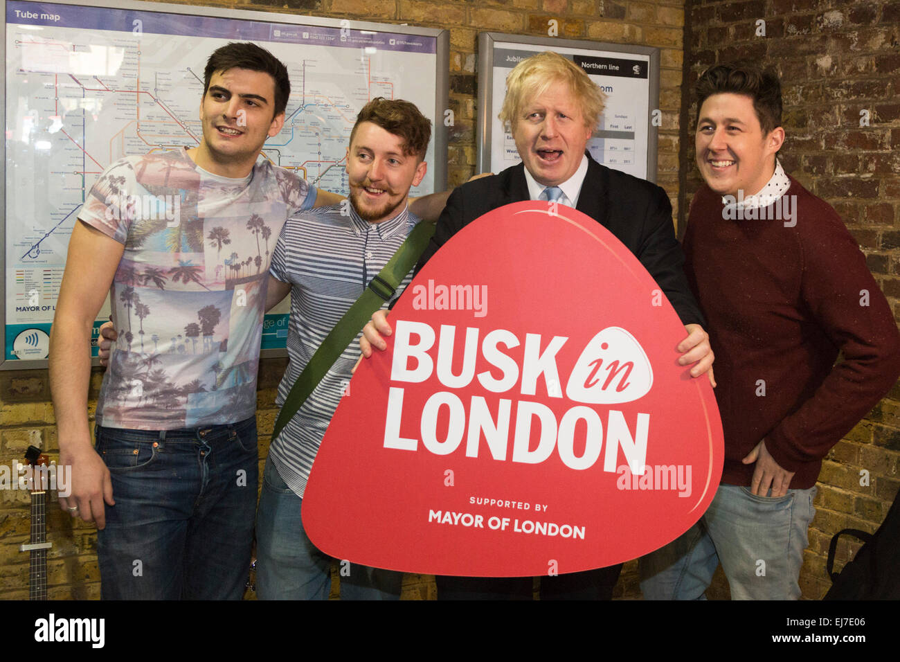 London, UK. 23 March 2015. L-R: Matt Pickersgill, Aaron Murphy, Boris ...