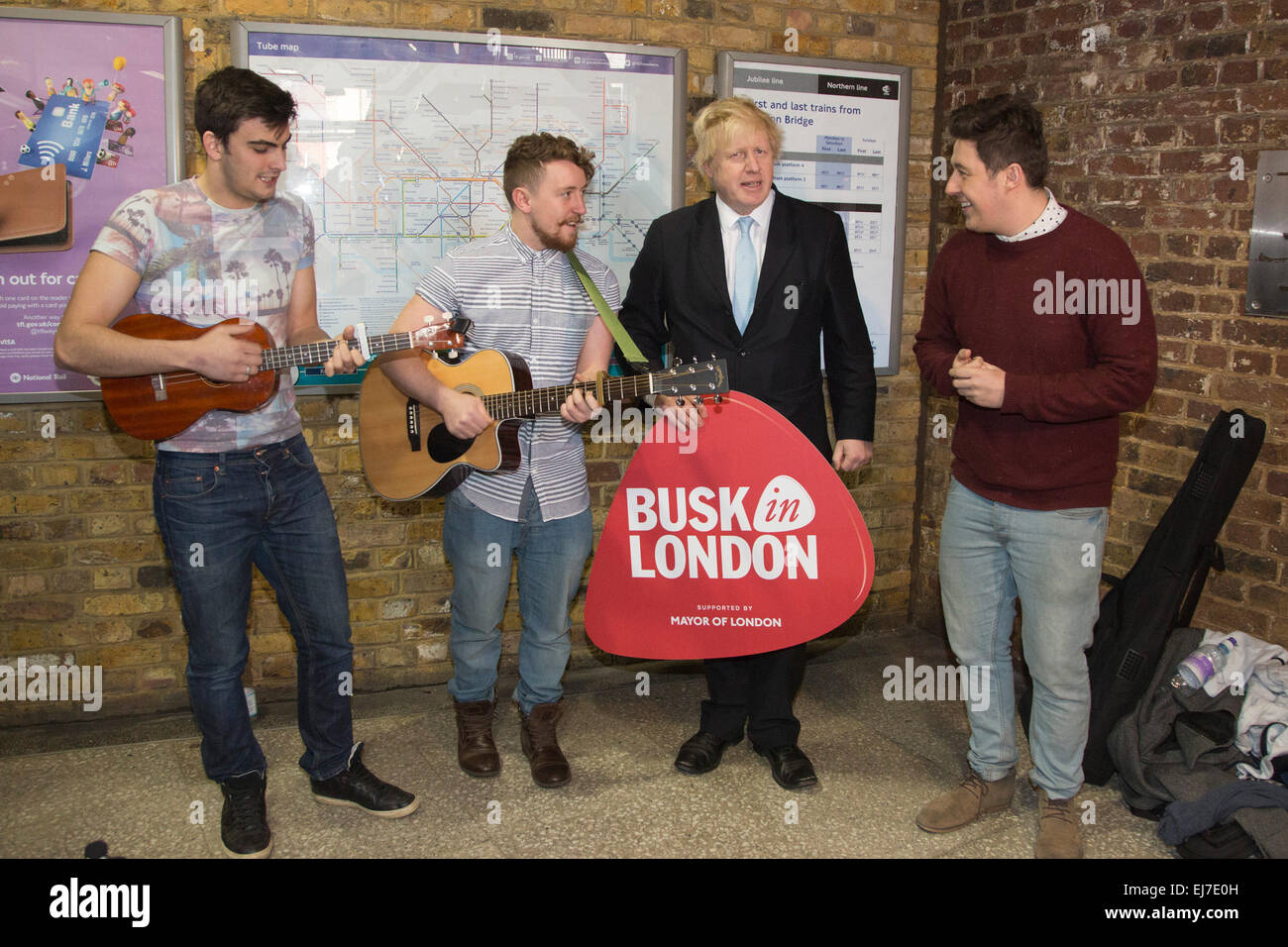 London, UK. 23 March 2015. L-R: Matt Pickersgill, Aaron Murphy, Boris ...