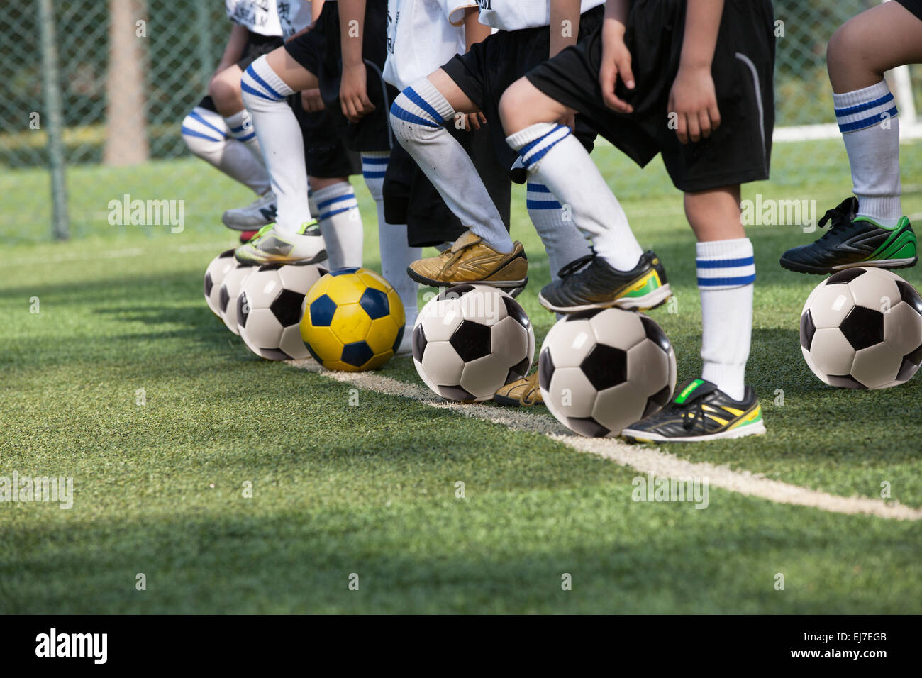 The boys to practice on the football field Stock Photo - Alamy