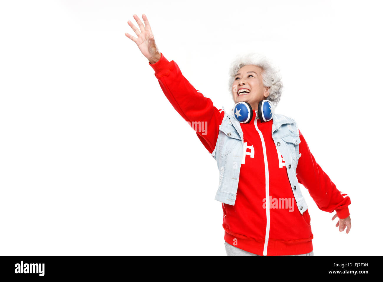 Fashion old woman up arms Stock Photo - Alamy