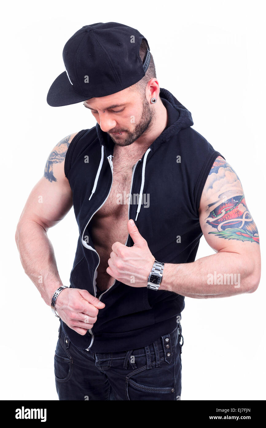 A Urban man wearing baseball cap Stock Photo - Alamy