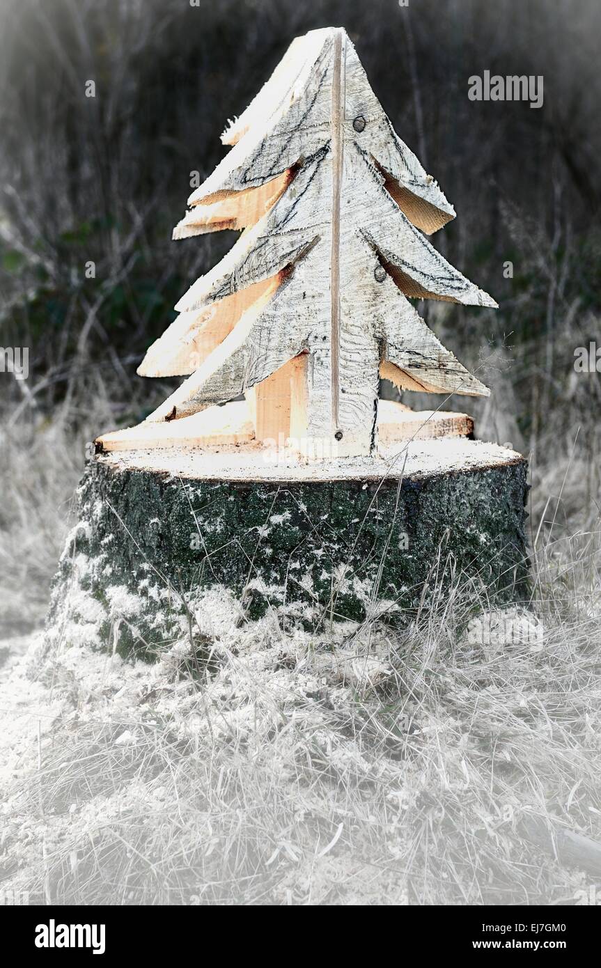 sawed with a chainsaw Christmas tree Stock Photo - Alamy