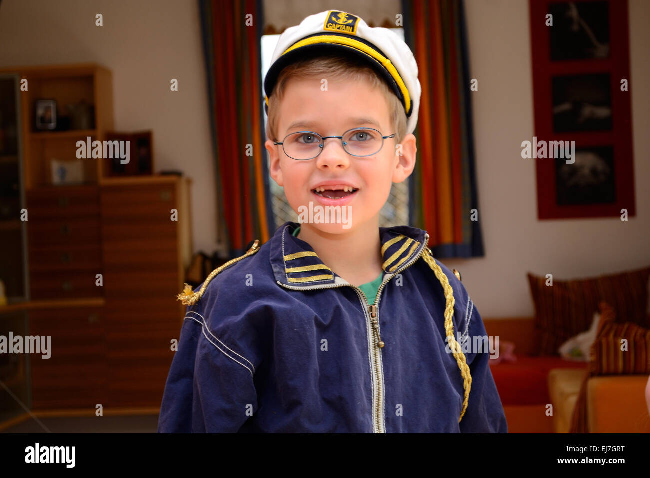 Child in the Carnival as a captain Stock Photo - Alamy