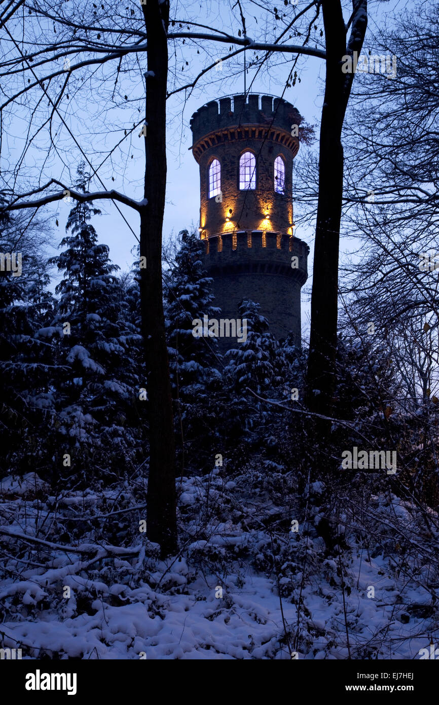 Lighted Helen Tower, Witten, Germany Stock Photo - Alamy