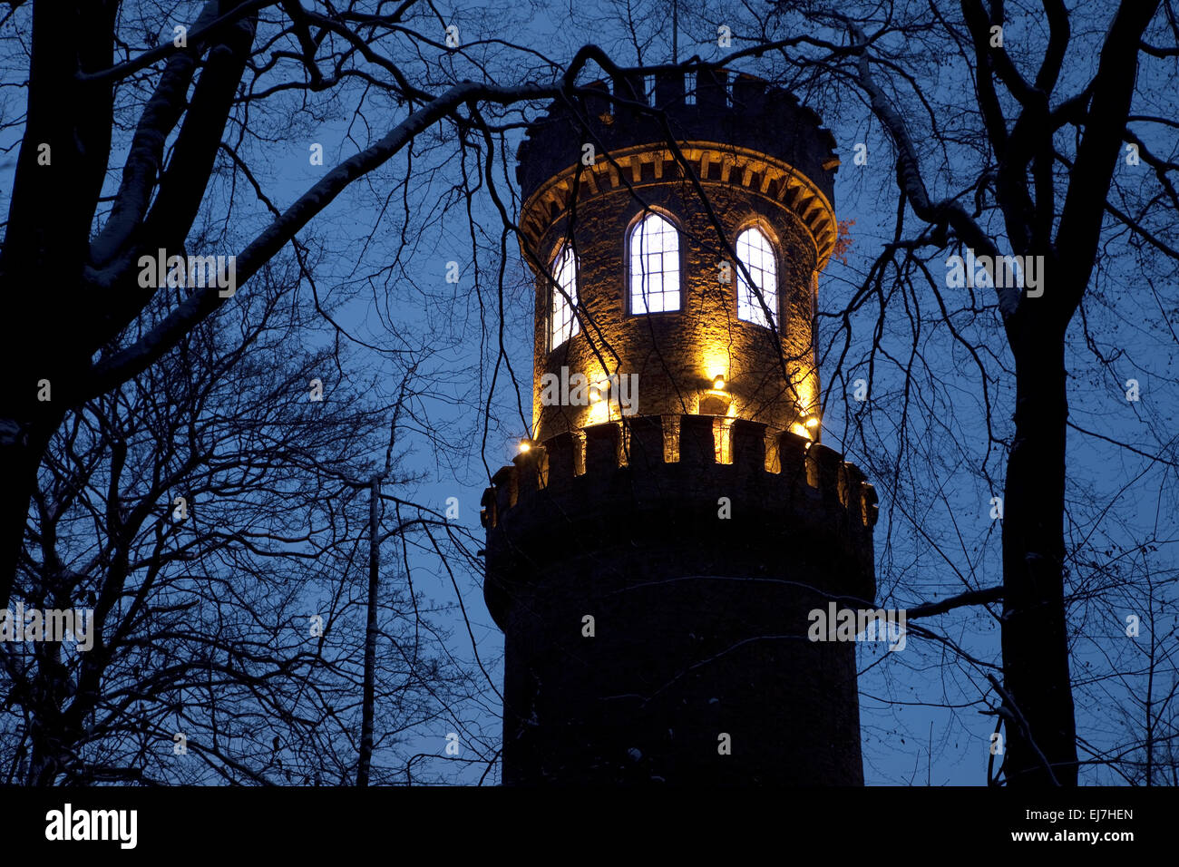 Lighted Helen Tower, Witten, Germany Stock Photo - Alamy