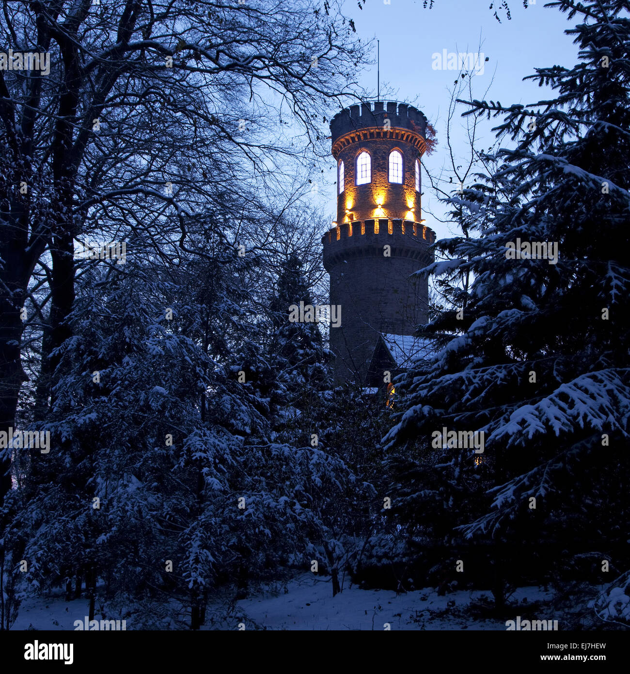 Lighted Helen Tower, Witten, Germany Stock Photo - Alamy