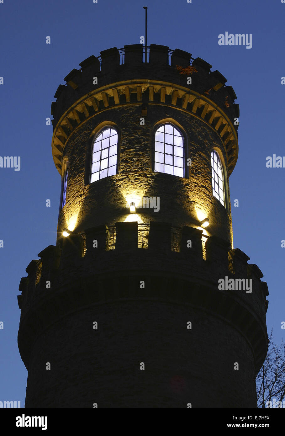 Lighted Helen Tower, Witten, Germany Stock Photo - Alamy