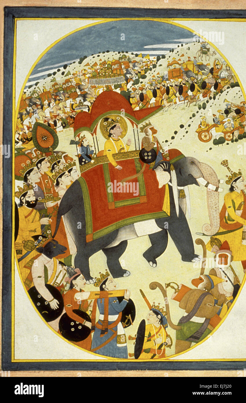 Rama coming back to Ayodhya. Kangra, circa 18th.AD Ramayana Scene ...