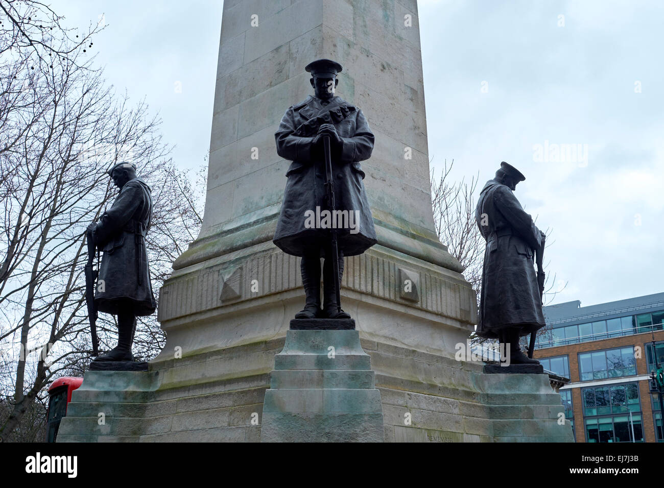 Detail of WW1 memorial in Euston Station, in London. The monument was ...