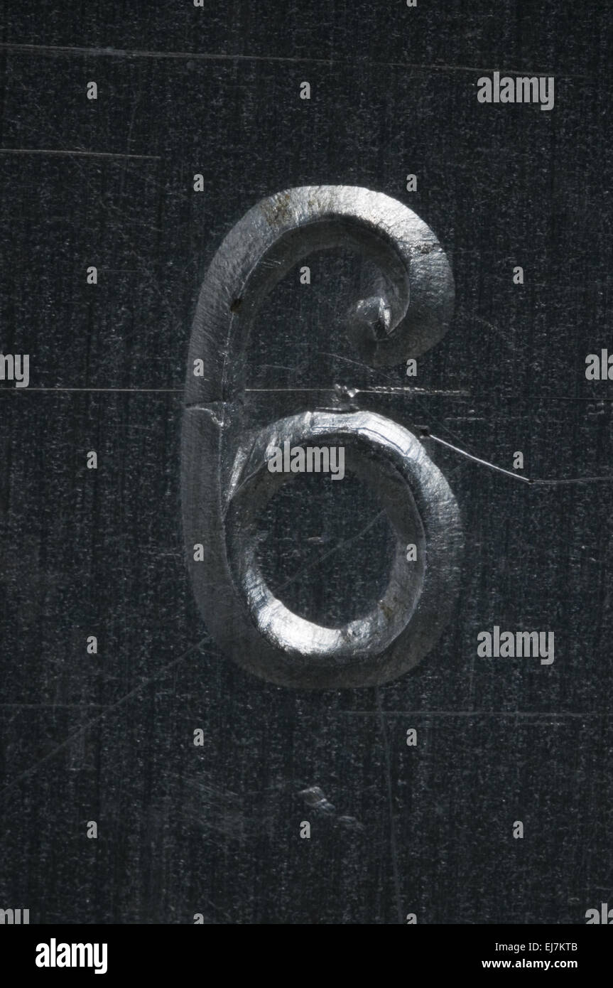 punched number six Stock Photo - Alamy