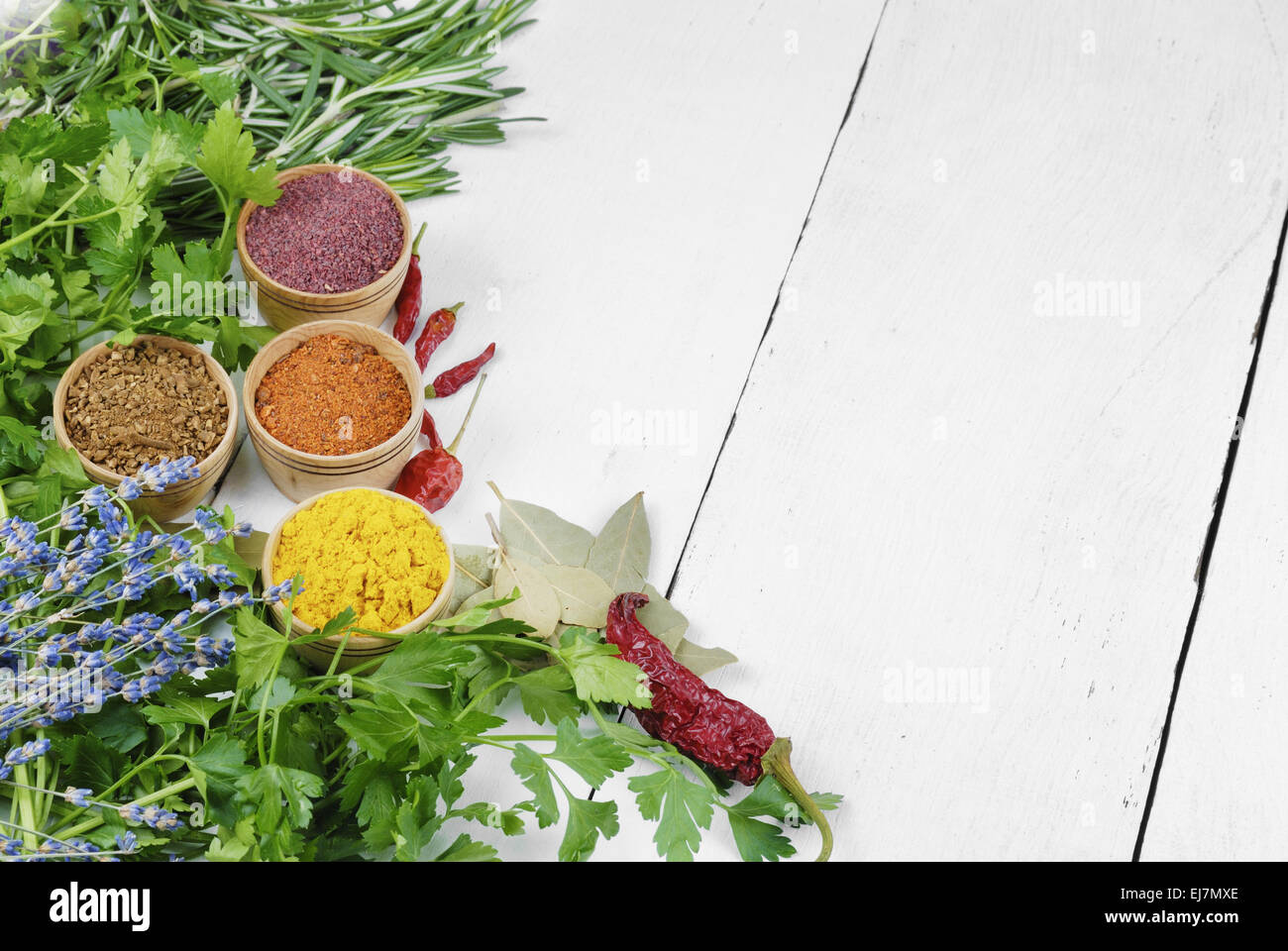 Different kinds of seasonings and herbs Stock Photo - Alamy