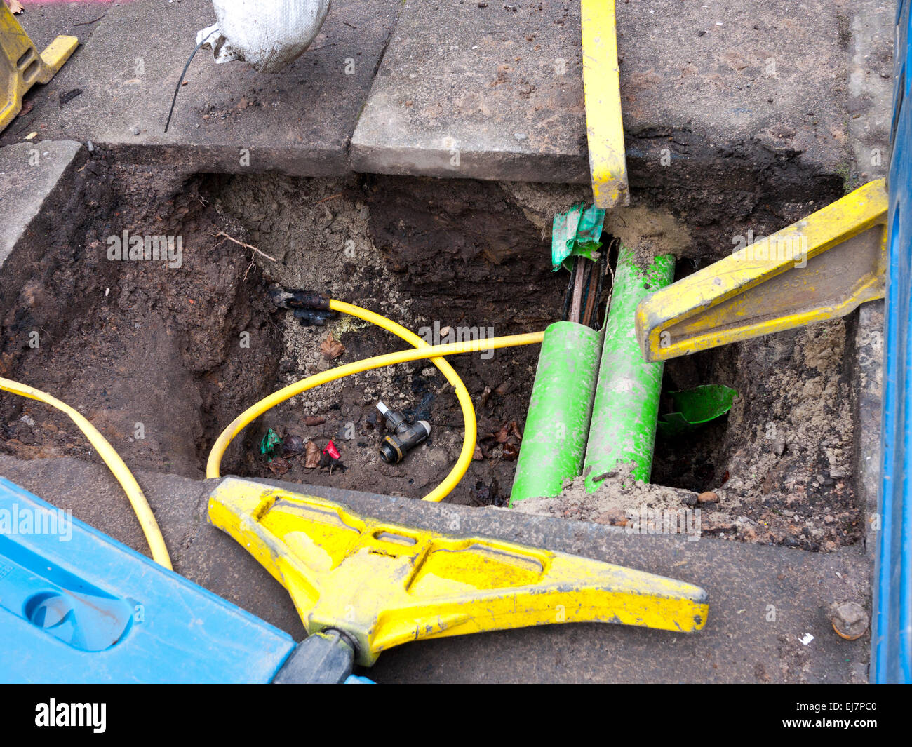 Gas piping being renovated under footpath, England UK Stock Photo - Alamy