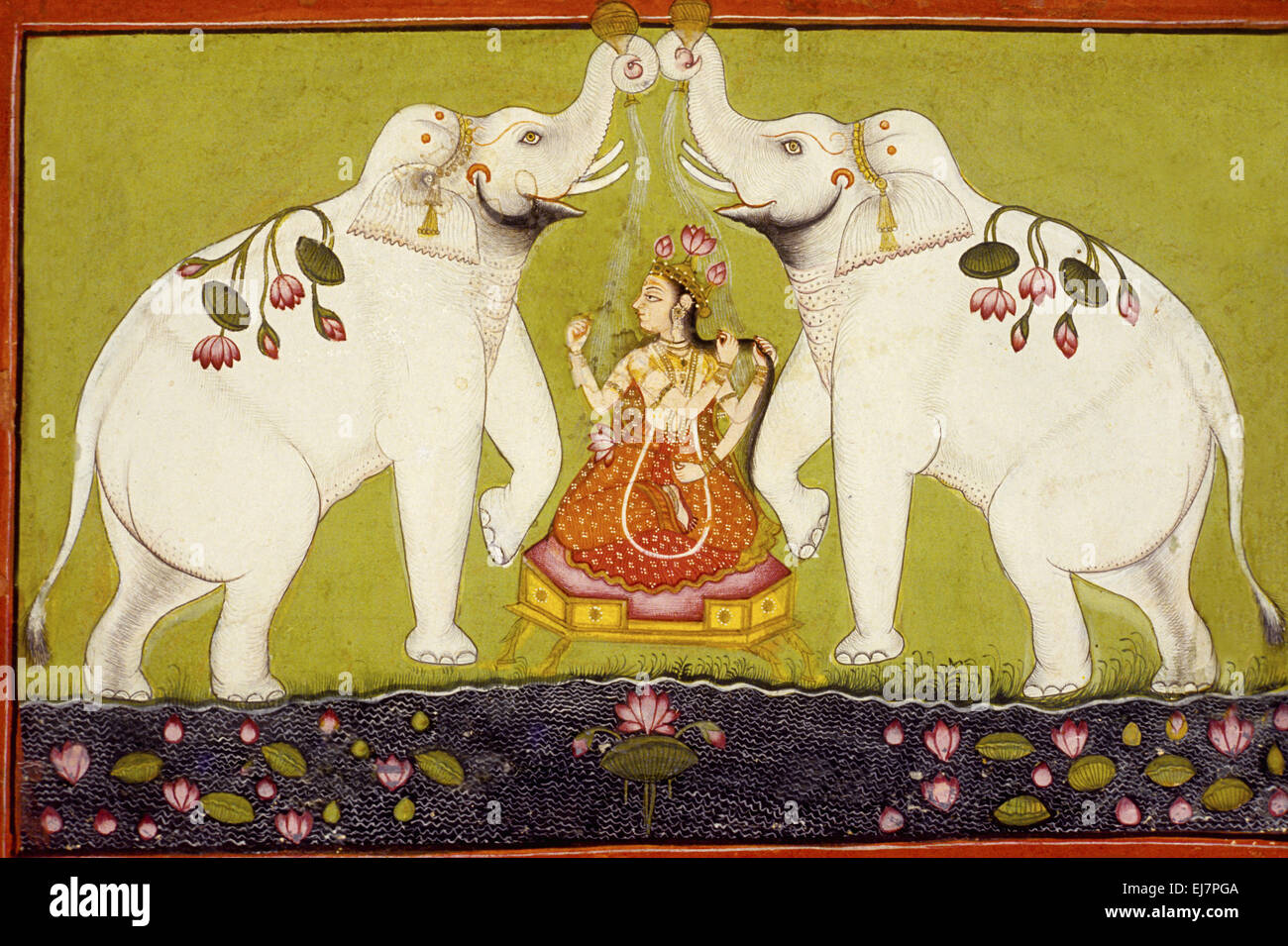 Gaja Lakshmi. Bundi, circa 1800 A.D. India Stock Photo - Alamy