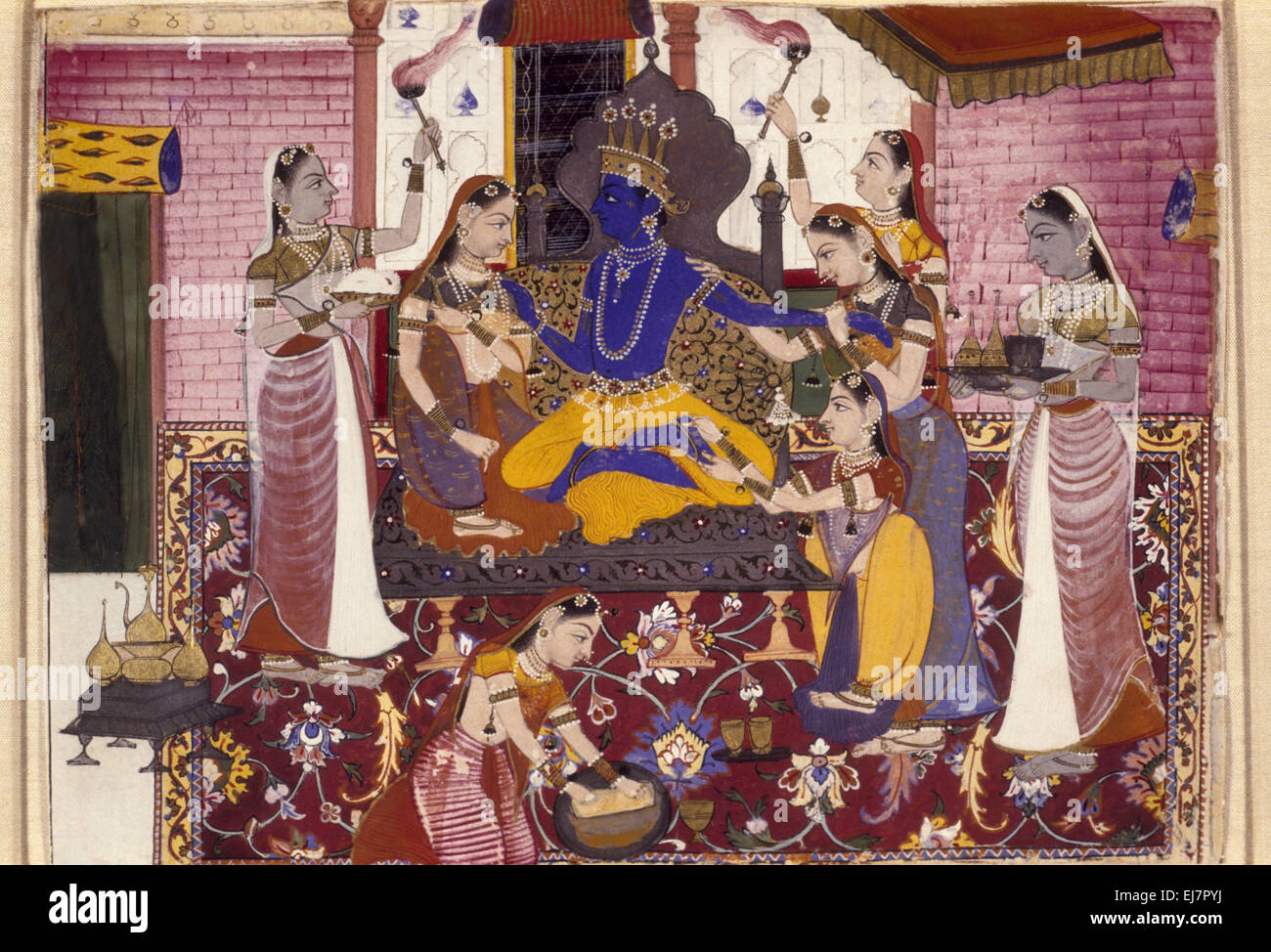 Krishna with Attendants (ragamala subject). Deccan, circa 1670 AD India ...