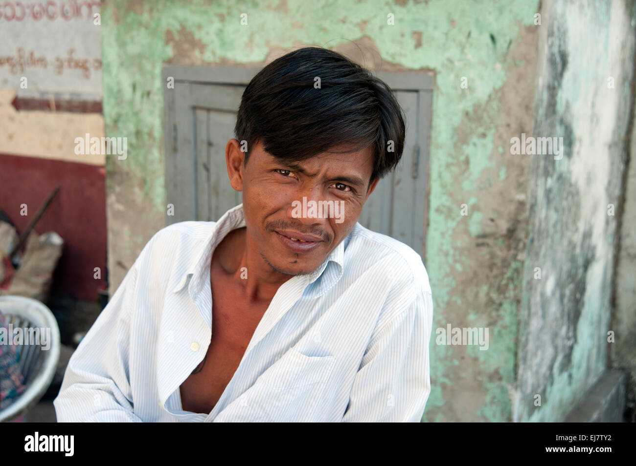 Burmese man portrait on a Yangon (Rangoon) street in Myanmar (Burma ...