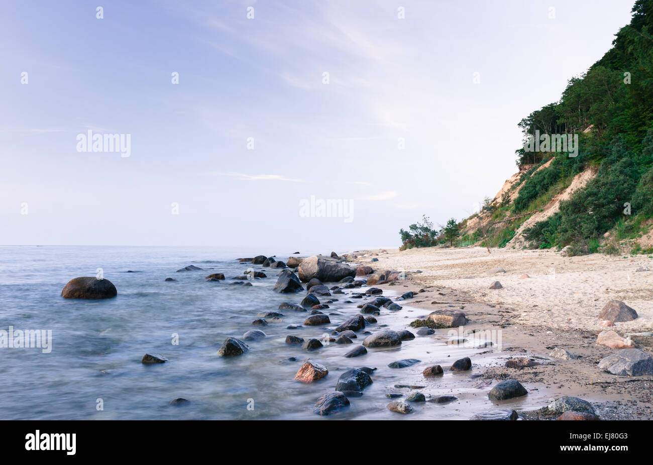 Baltic Sea shore beach in Wolin National Park, Pomerania, Poland ...
