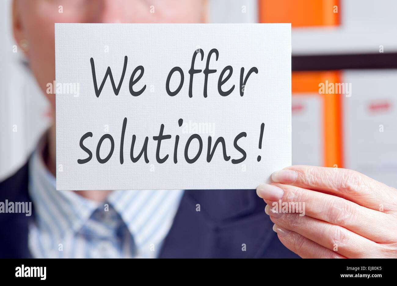 We offer solutions ! Stock Photo - Alamy