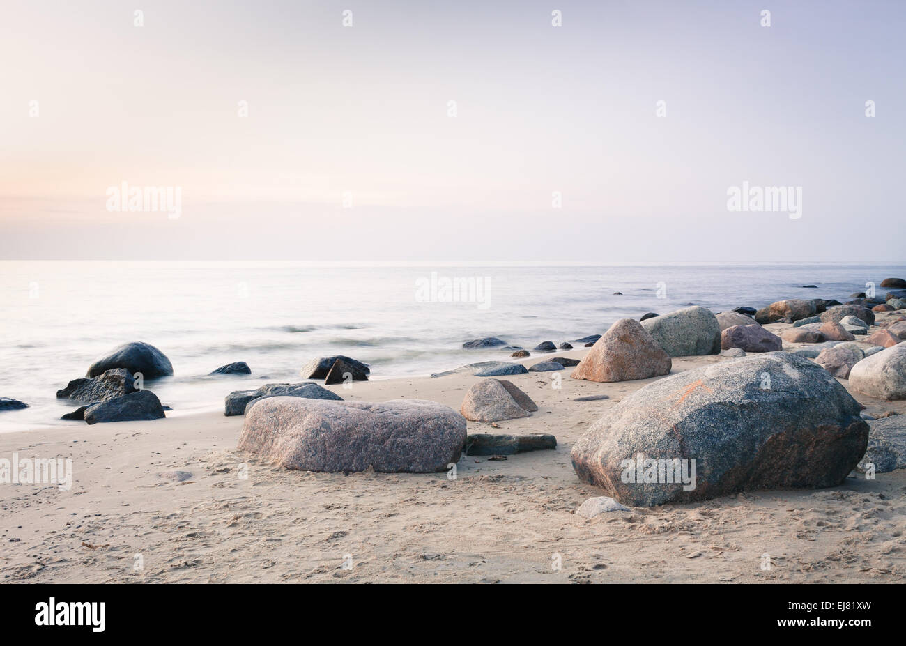 Baltic Sea shore beach in Wolin National Park, Pomerania, Poland ...