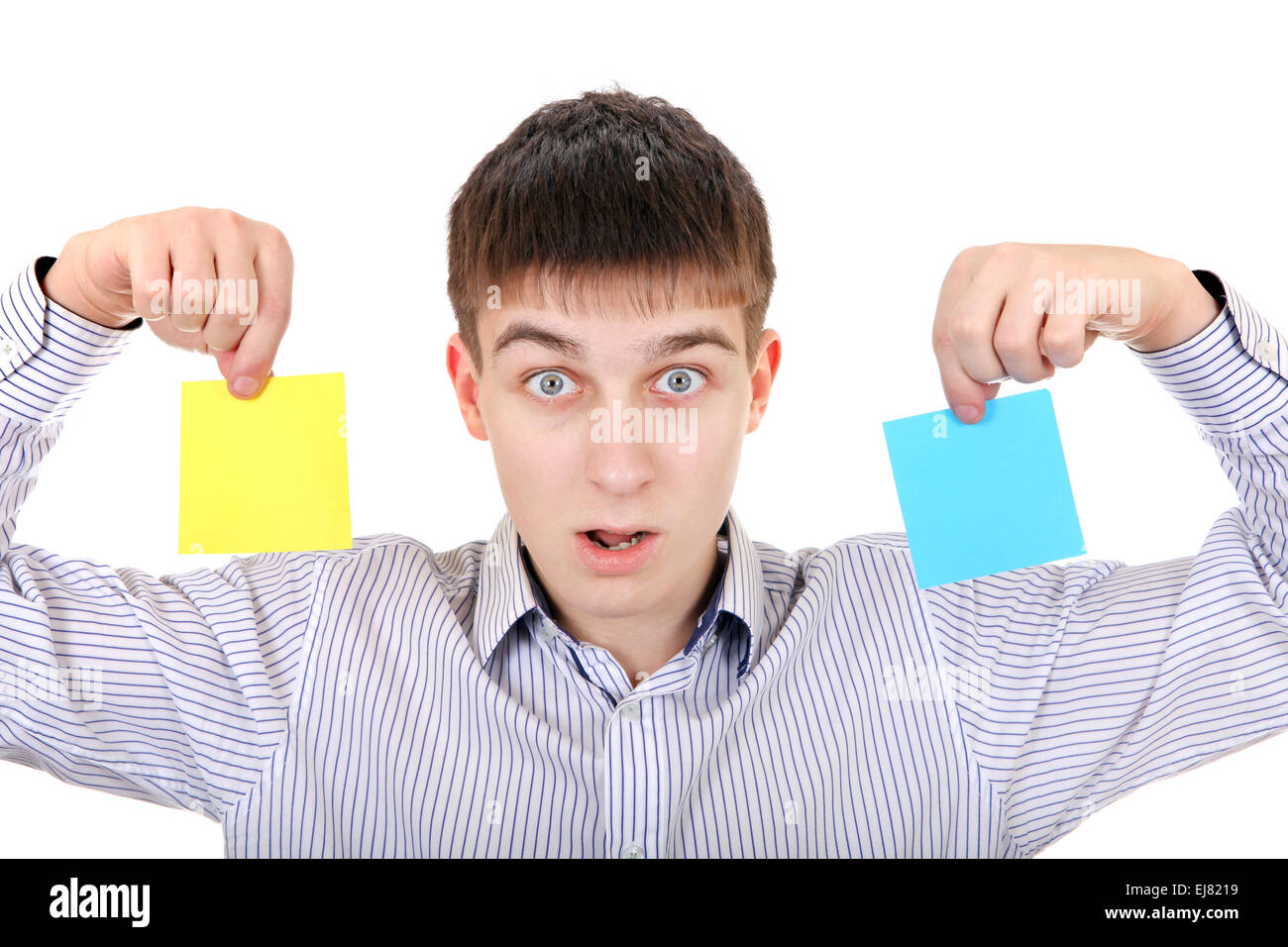 Teenager with two Papers Stock Photo - Alamy